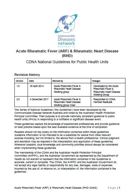 Acute rheumatic fever and rheumatic heart disease – CDNA National ...