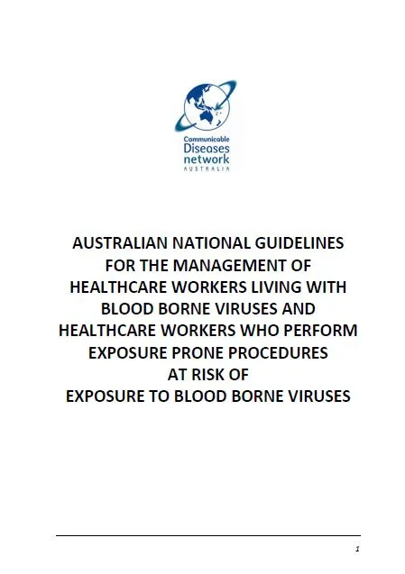 CDNA National Guidelines – Healthcare workers who live with blood borne ...