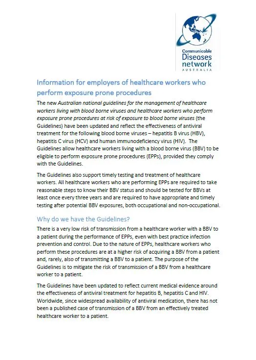 CDNA National Guidelines – Information for employers of healthcare ...