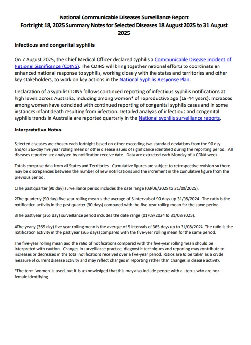 National Notifiable Diseases Surveillance System (NNDSS) fortnightly ...