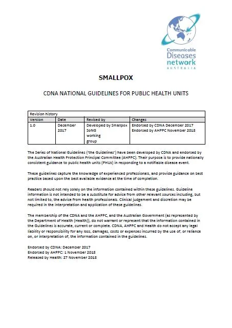 Smallpox – CDNA National Guidelines for Public Health Units ...