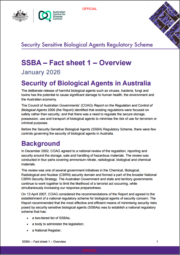 SSBA – Fact sheet 1 – Overview | Australian Centre for Disease Control