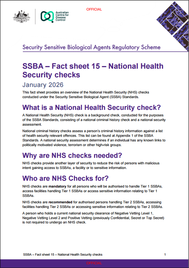 SSBA – Fact sheet 15 – National Health Security checks | Australian ...