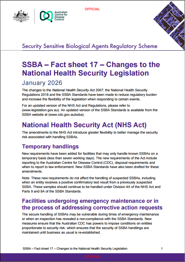 SSBA – Fact sheet 17 – Changes to the National Health Security ...
