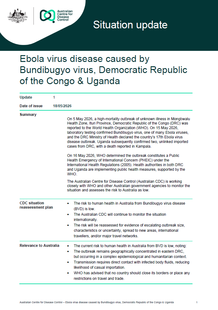 Ebola disease caused by Bundibugyo virus, Democratic Republic of the ...