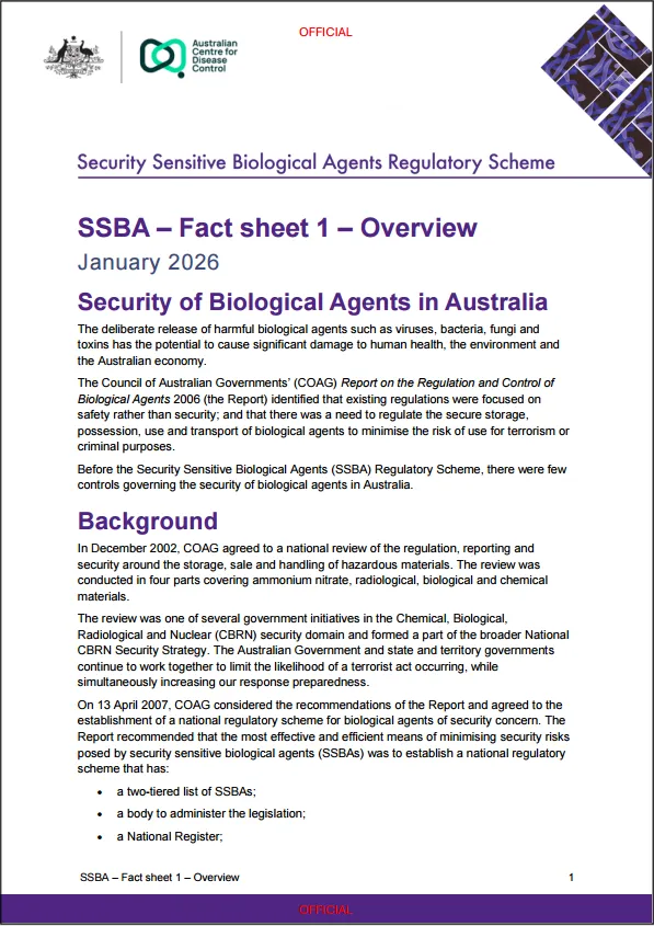 SSBA – Fact sheet 1 – Overview | Australian Centre for Disease Control