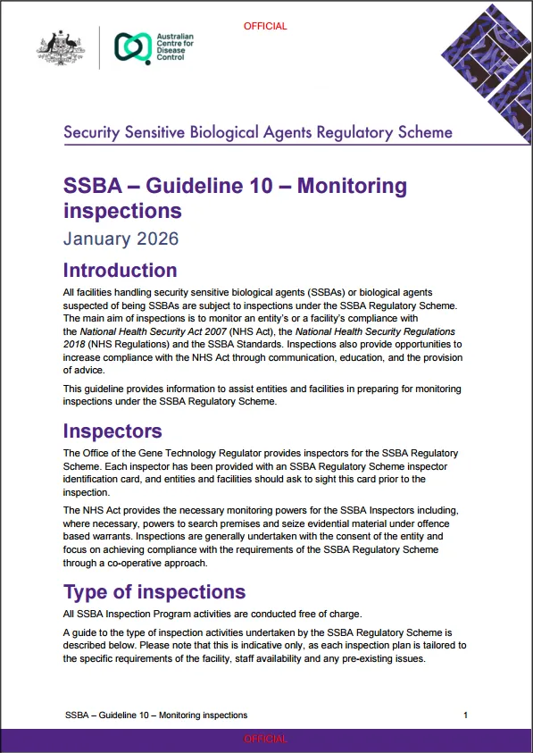 SSBA – Guideline 10 – Monitoring inspections | Australian Centre for ...