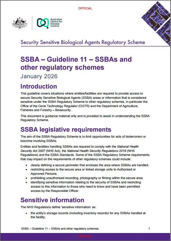 SSBA – Guideline 11 – SSBAs and other regulatory schemes | Australian ...