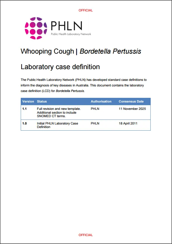 Whooping cough – Laboratory case definition | Australian Centre for ...