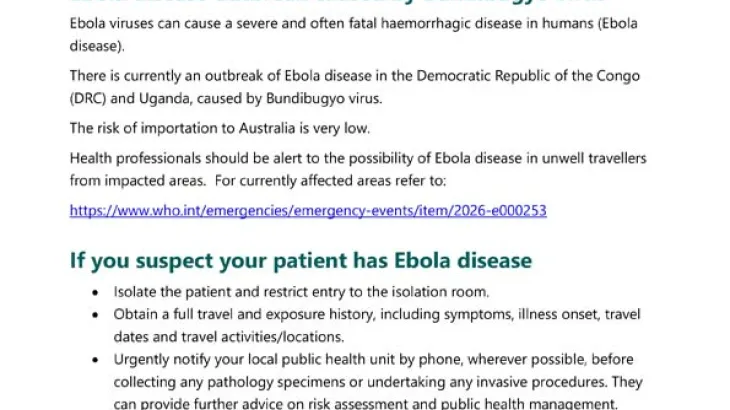 Ebola disease | Australian Centre for Disease Control